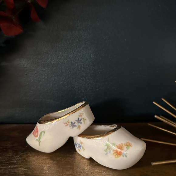 Vintage | Accents | Vintage Little Porcelain Hand Painted Dutch Clogs ...
